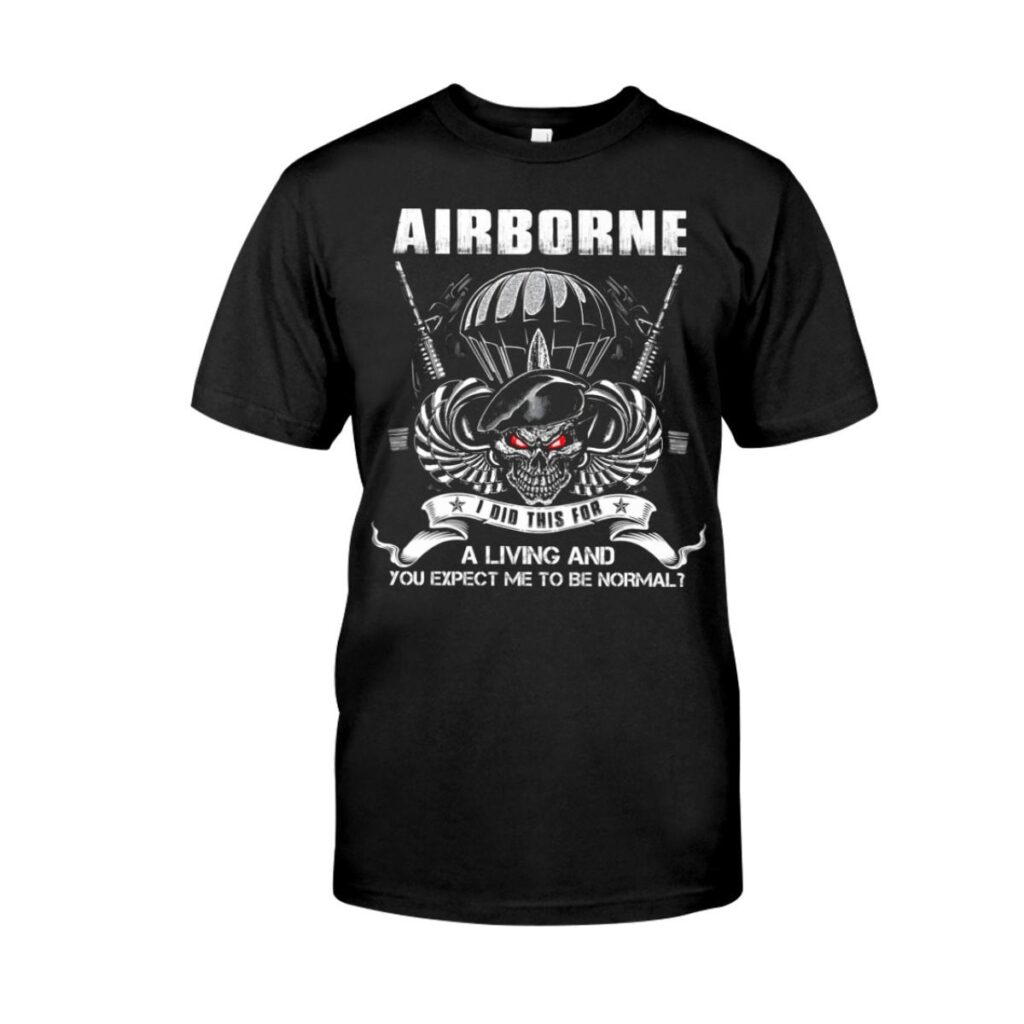 Army Airborne Wings with Skull T Shirts - Veterans Day Gifts