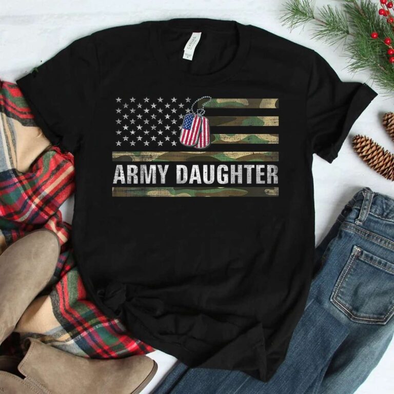 Army Daughter American Flag Camo Veteran Day Shirt - Tshirts I Want Store