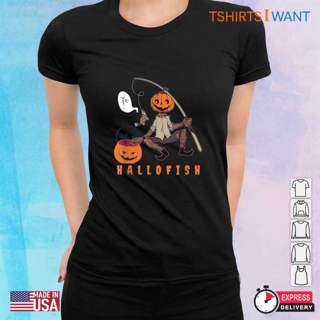 Fishing Halloween: Pumpkin Fisherman Fishing Rod Angler Halloween Shirt ...