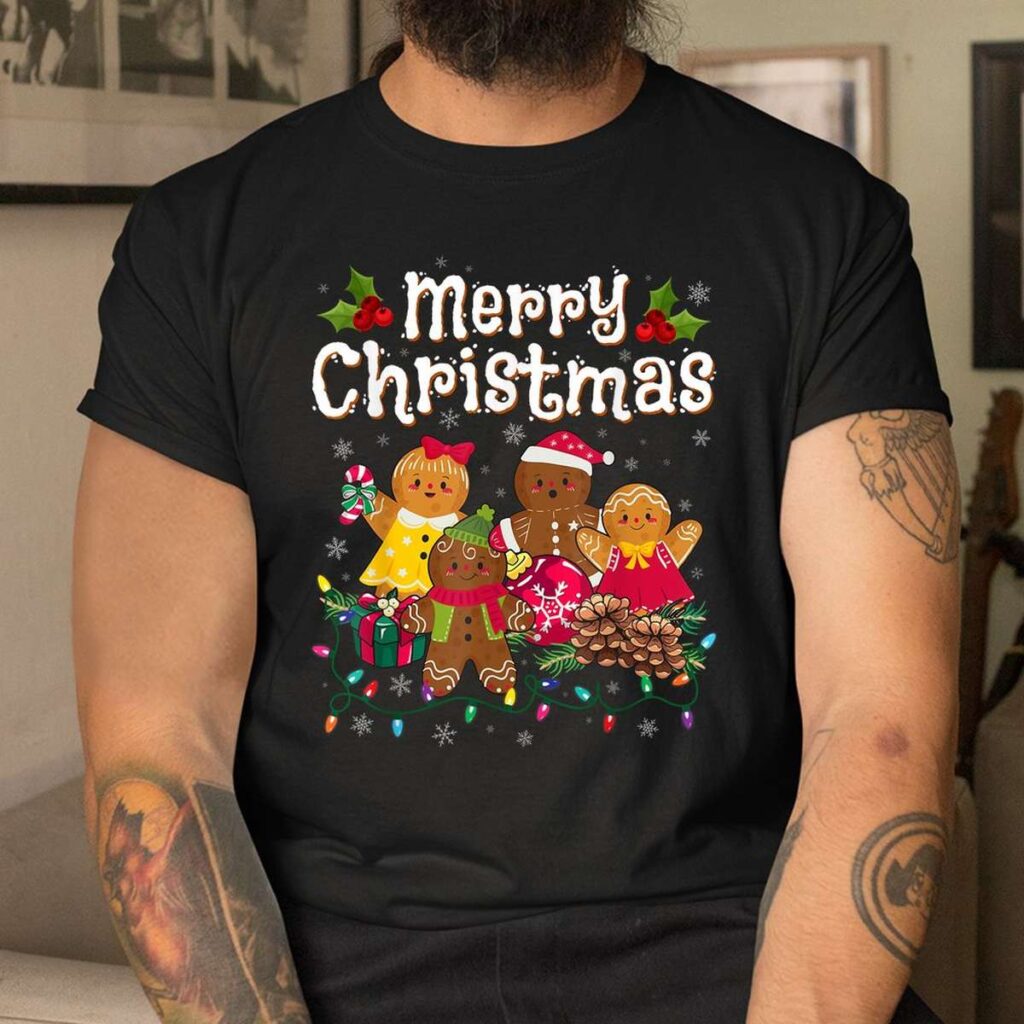Gingerbread Christmas Tee- Merry Christmas Cookies Holiday Design ...
