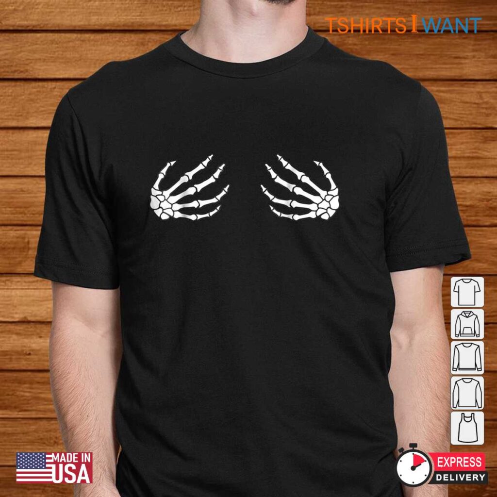 Halloween Boobs: Women's Boob Skeleton Hand Halloween Costume Shirt ...