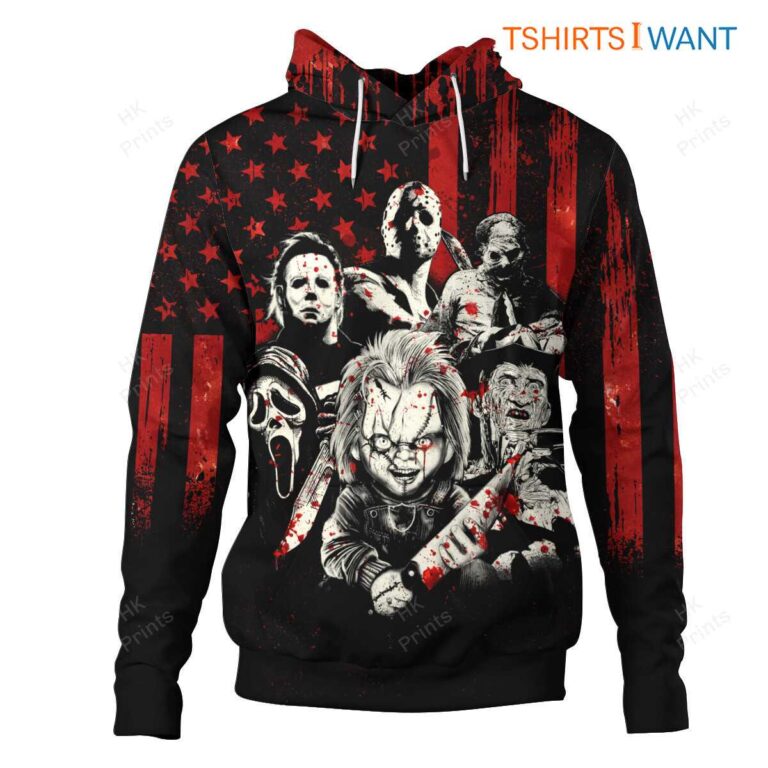 Horror Movie Villains Hoodies – Slasher Dark Hero Zip-Up AOP Halloween ...