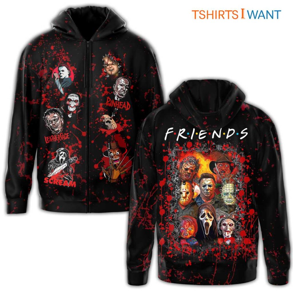 Horror Movie Villains Hoodies – Slasher Dark Hero Zip-Up AOP Halloween ...