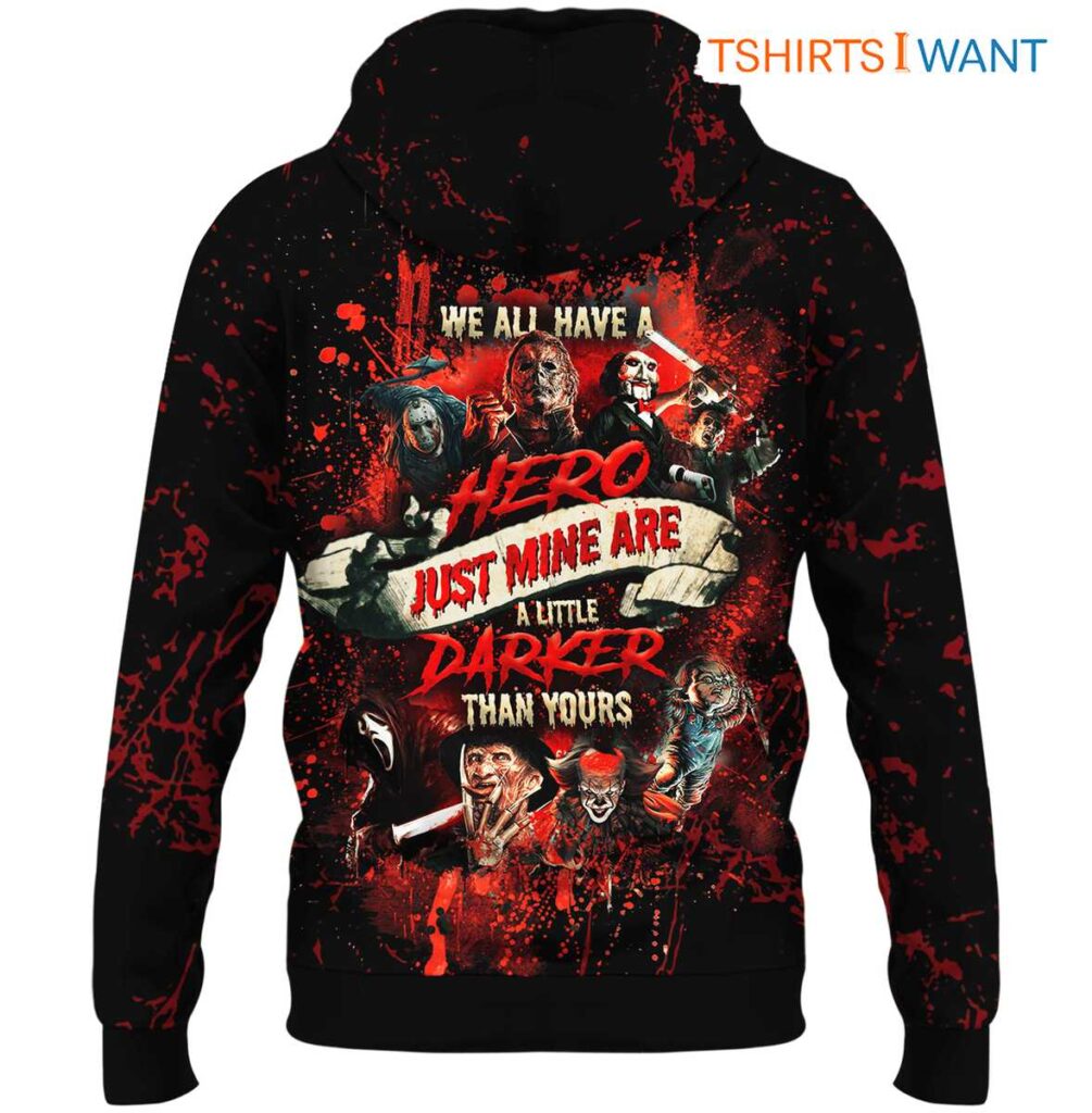 Horror Movie Villains Hoodies – Slasher Dark Hero Zip-Up AOP Halloween ...