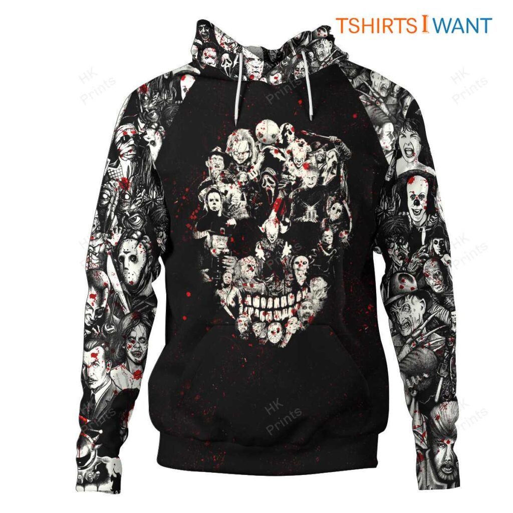 Skull Character: Horror Villains Bloody Halloween Hoodie