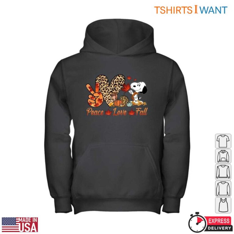 Snoopy Autumn Pictures T-Shirt - Peace Love Fall Tee