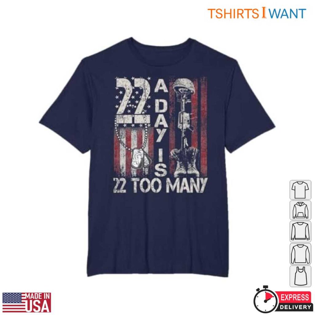 Veteran Suicide Awareness Ribbon T-Shirt - 22 A Day Tribute