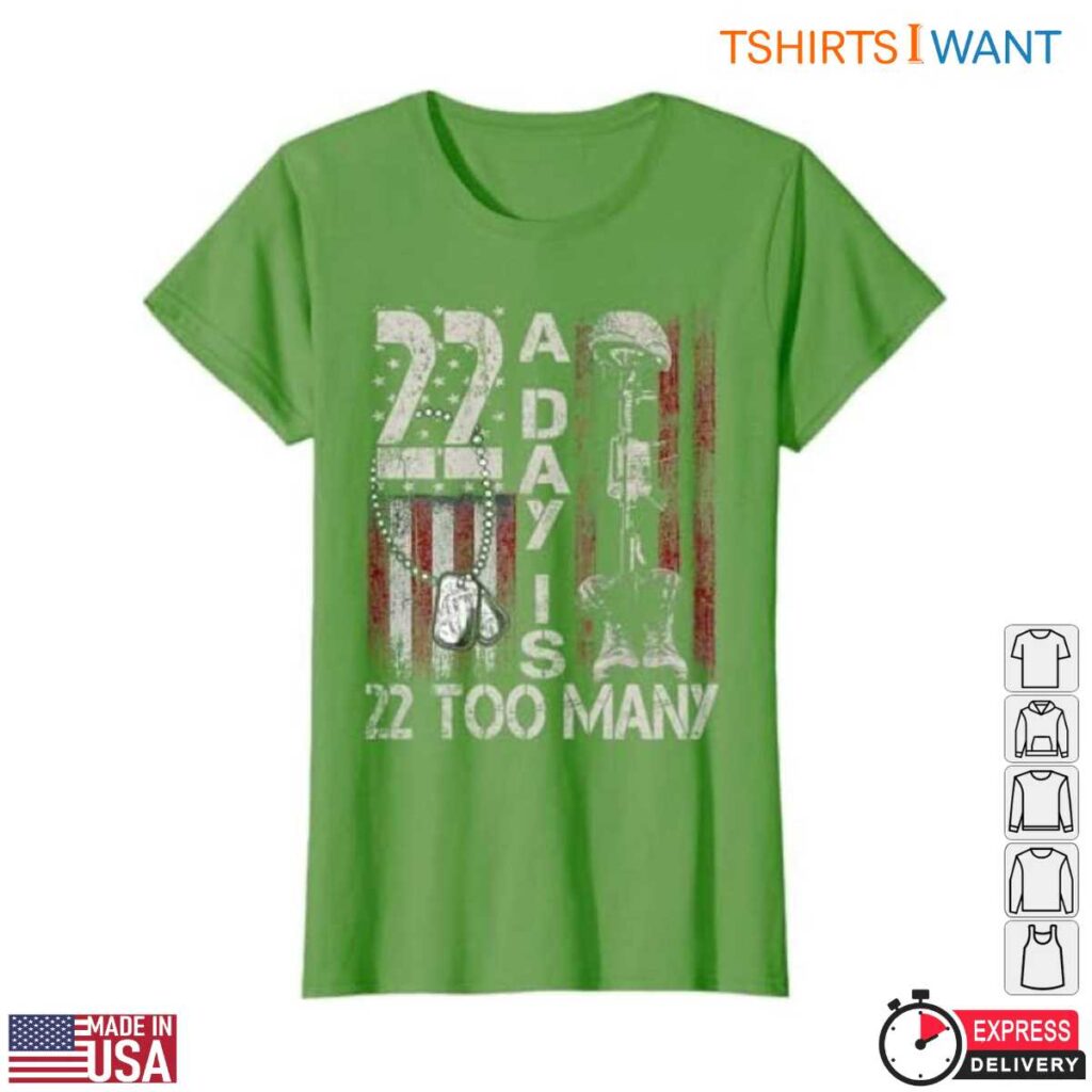 Veteran Suicide Awareness Ribbon T-Shirt - 22 A Day Tribute