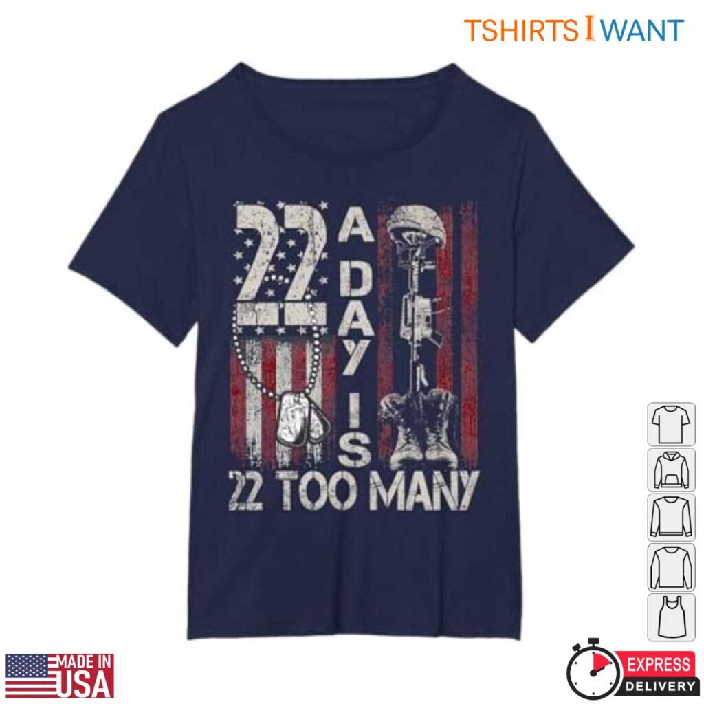 Veteran Suicide Awareness Ribbon T-Shirt - 22 A Day Tribute