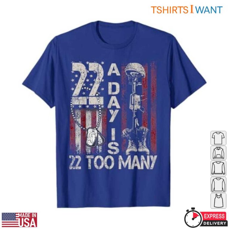 Veteran Suicide Awareness Ribbon T-Shirt - 22 A Day Tribute