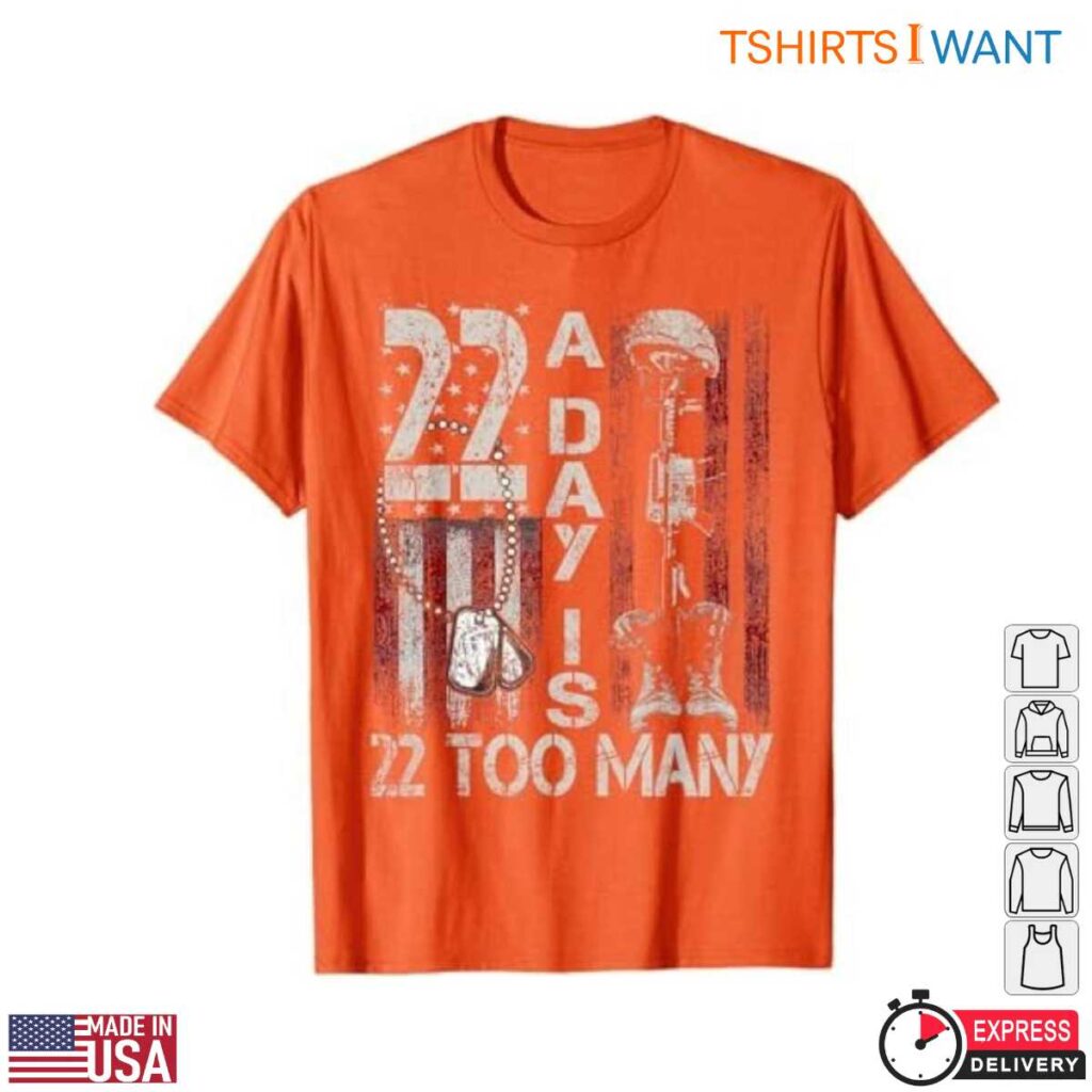 Veteran Suicide Awareness Ribbon T-Shirt - 22 A Day Tribute